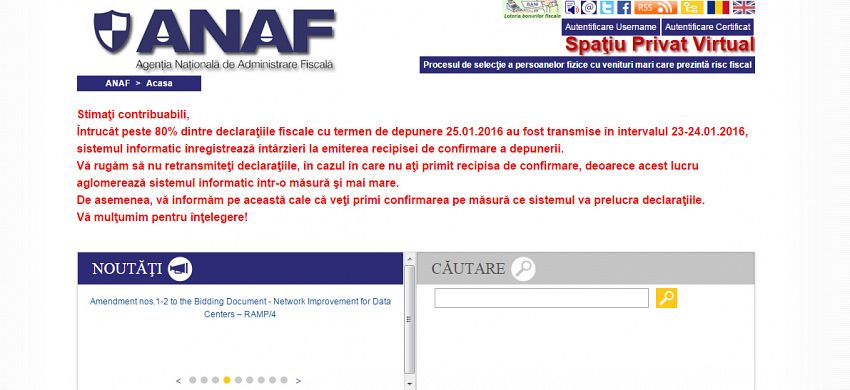 Serverul ANAF s-a blocat în ultima zi de depunere a declaraţiilor