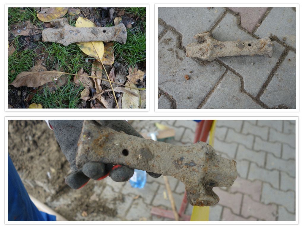 Mâner de sabie găsit sub un trotuar din Focşani