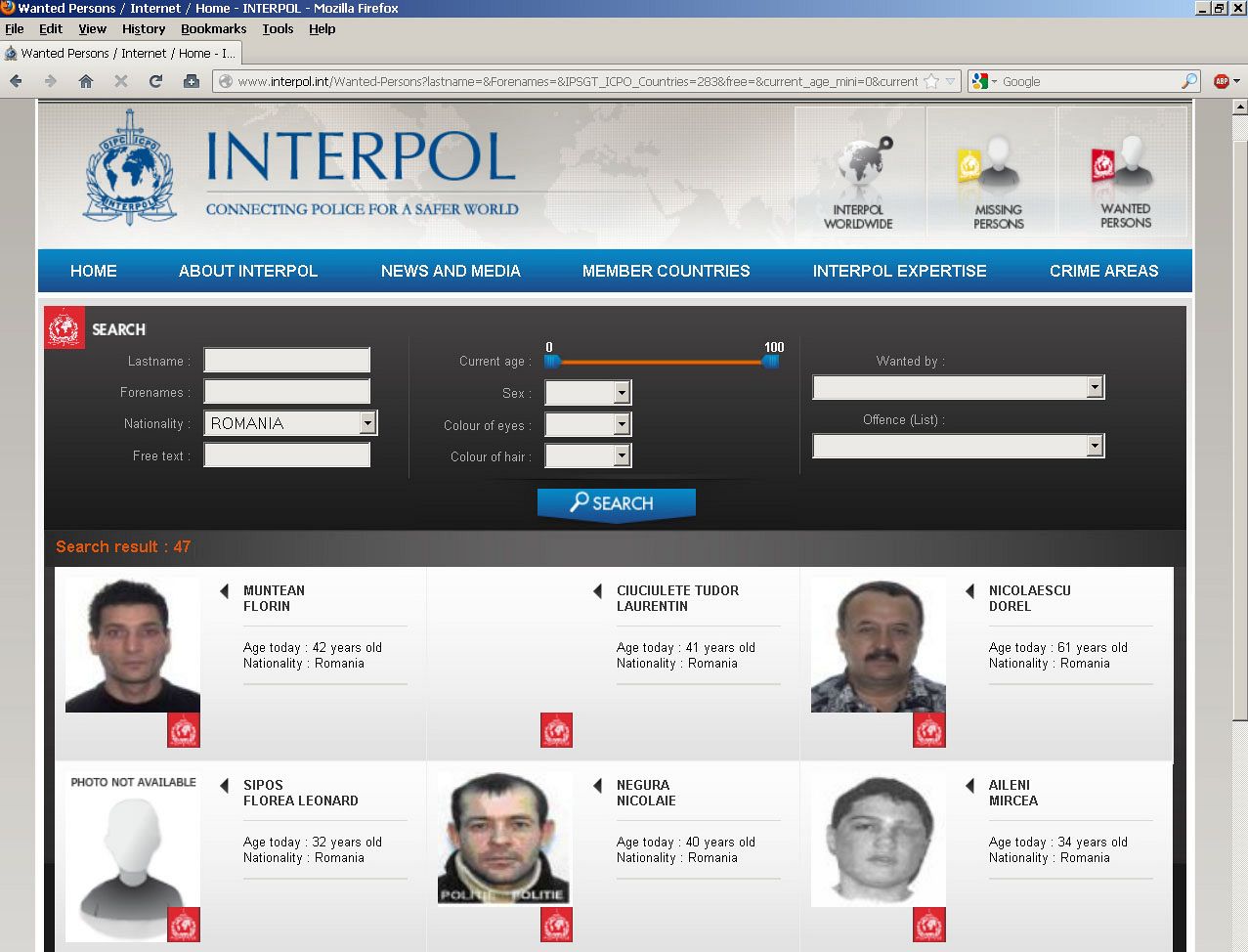 MOZAIC NATIONAL: Unul din zece urmăriţi prin Interpol este român