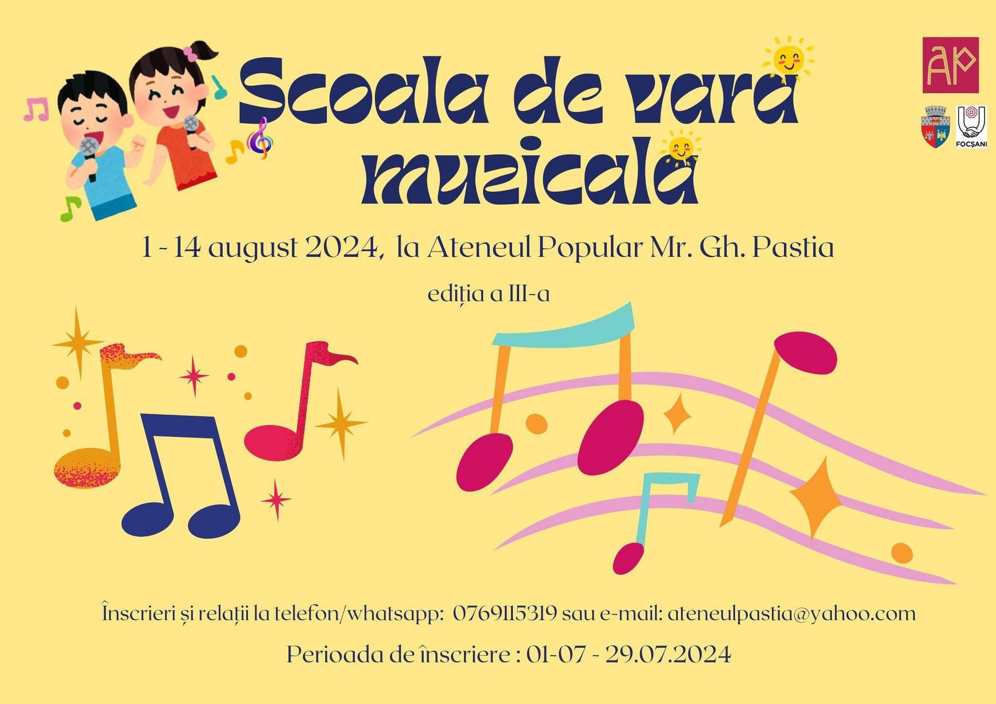 A III-a ediție a „Școlii de Vară Muzicale Pastia” are loc în perioada 1 ...