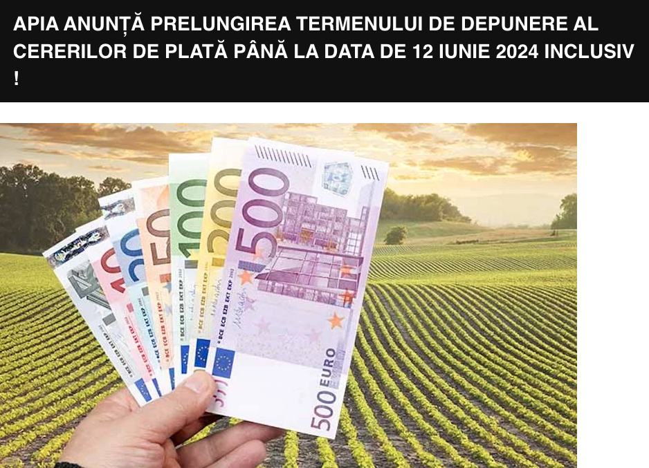 În atenția fermierilor vrânceni!Termenul de depunere a Cererilor de plată, în cadrul Campaniei ...