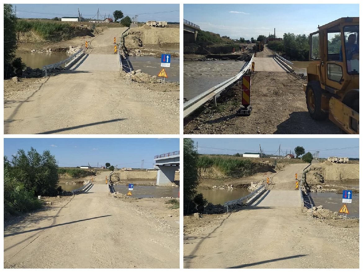 Podul provizoriu peste râul Putna de la Vadu Roșca a fost redat circulației