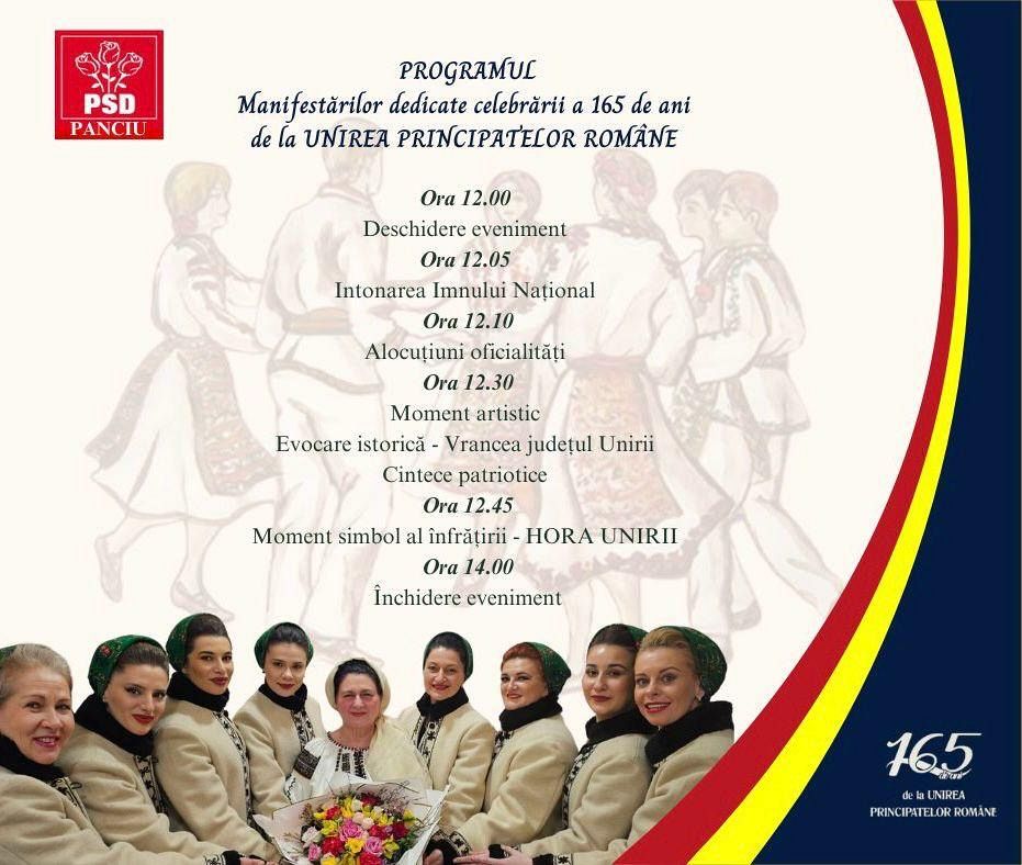 VIDEO | Sărbătorirea a 165 de ani de la Unirea Principatelor Române, în centrul orașului Panciu