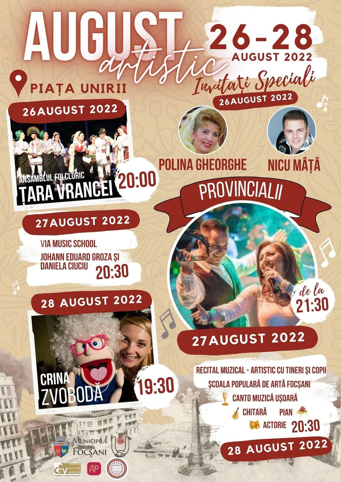 Spectacole desfășurate în weekend-ul 26-28 august 2022 în Piața Unirii ...