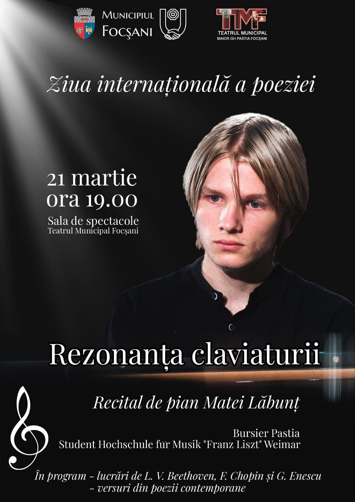 Unul dintre cei mai talentați tineri artiști focșăneni, pianistul Matei Lăbunț susține un ...