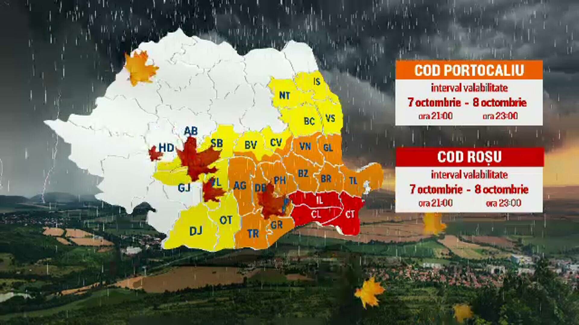 Vrancea, sub avertizare meteo cod galben de ploi și vânt, urmat de cod ...