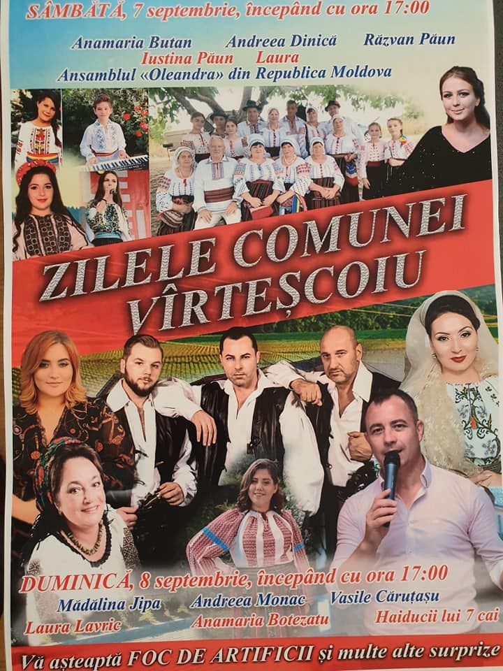 Zilele comunei Vîrteșcoiu 2019 | Sâmbătă-Duminică 7-8 Septembrie 2019 Zilele comunei Vîrteșcoiu 2019 | Sâmbătă-Duminică 7-8 Septembrie 2019